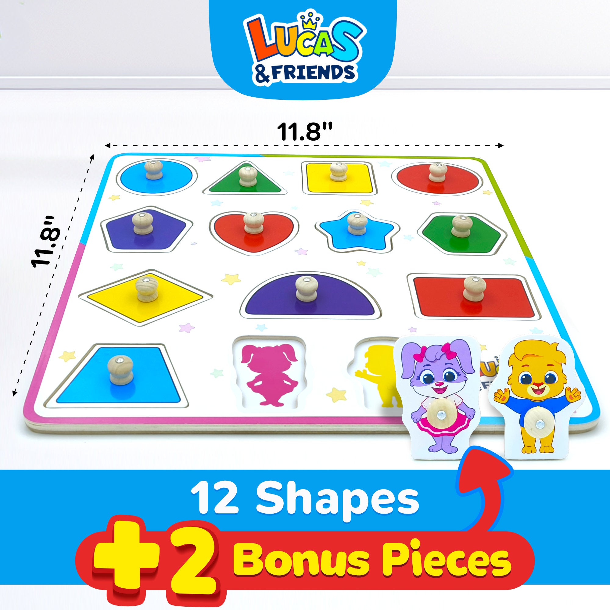 Educational Wooden Shape Puzzle by Lucas & Friends | Wooden Peg Toys ...