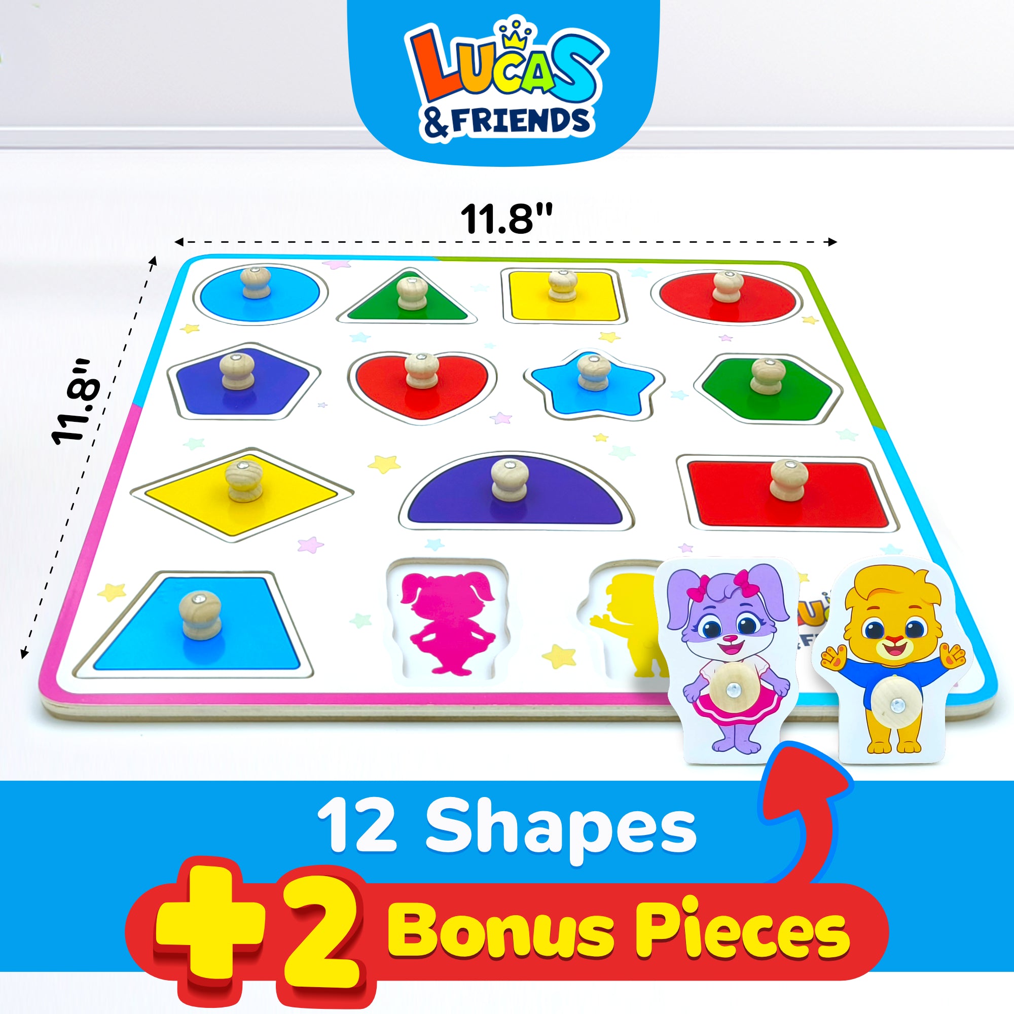 Educational Wooden Shape Puzzle by Lucas & Friends | Wooden Peg Toys ...