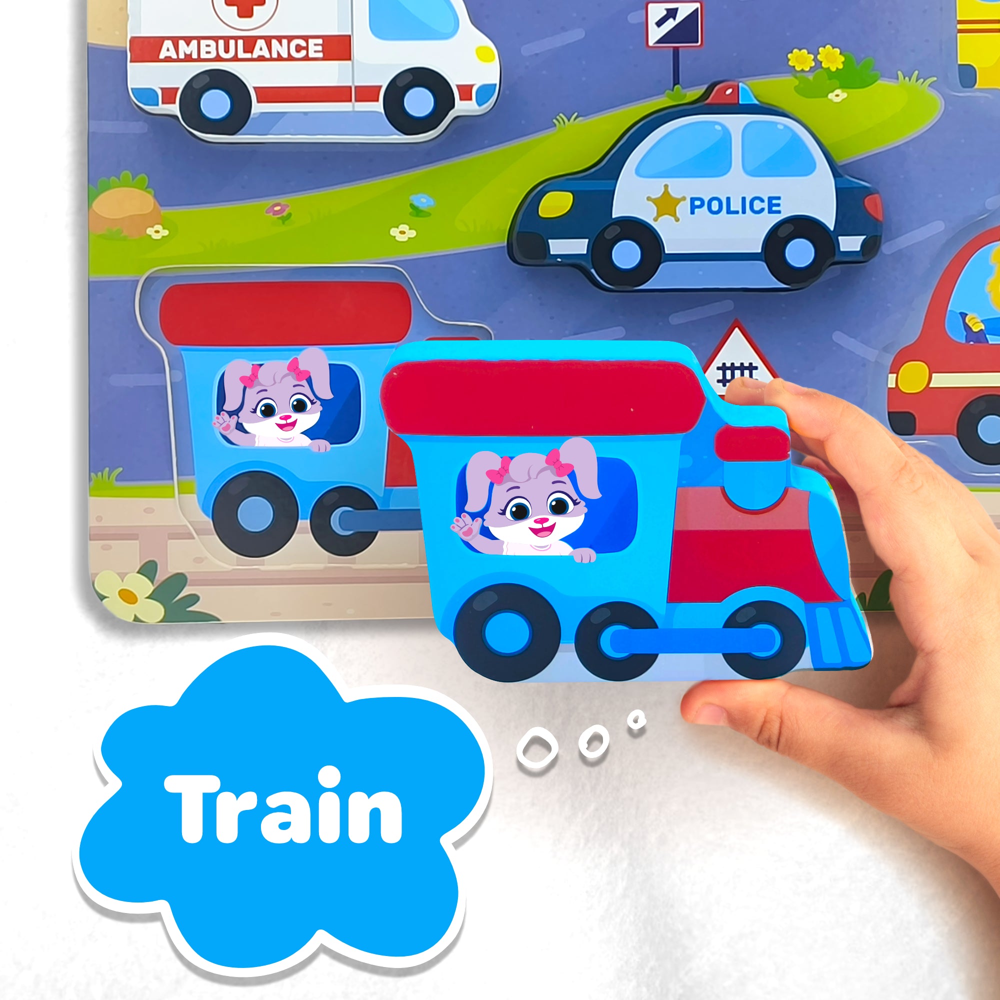 Lucas & Friends Wooden Vehicle Puzzle for Toddlers | Wooden Peg Toys ...