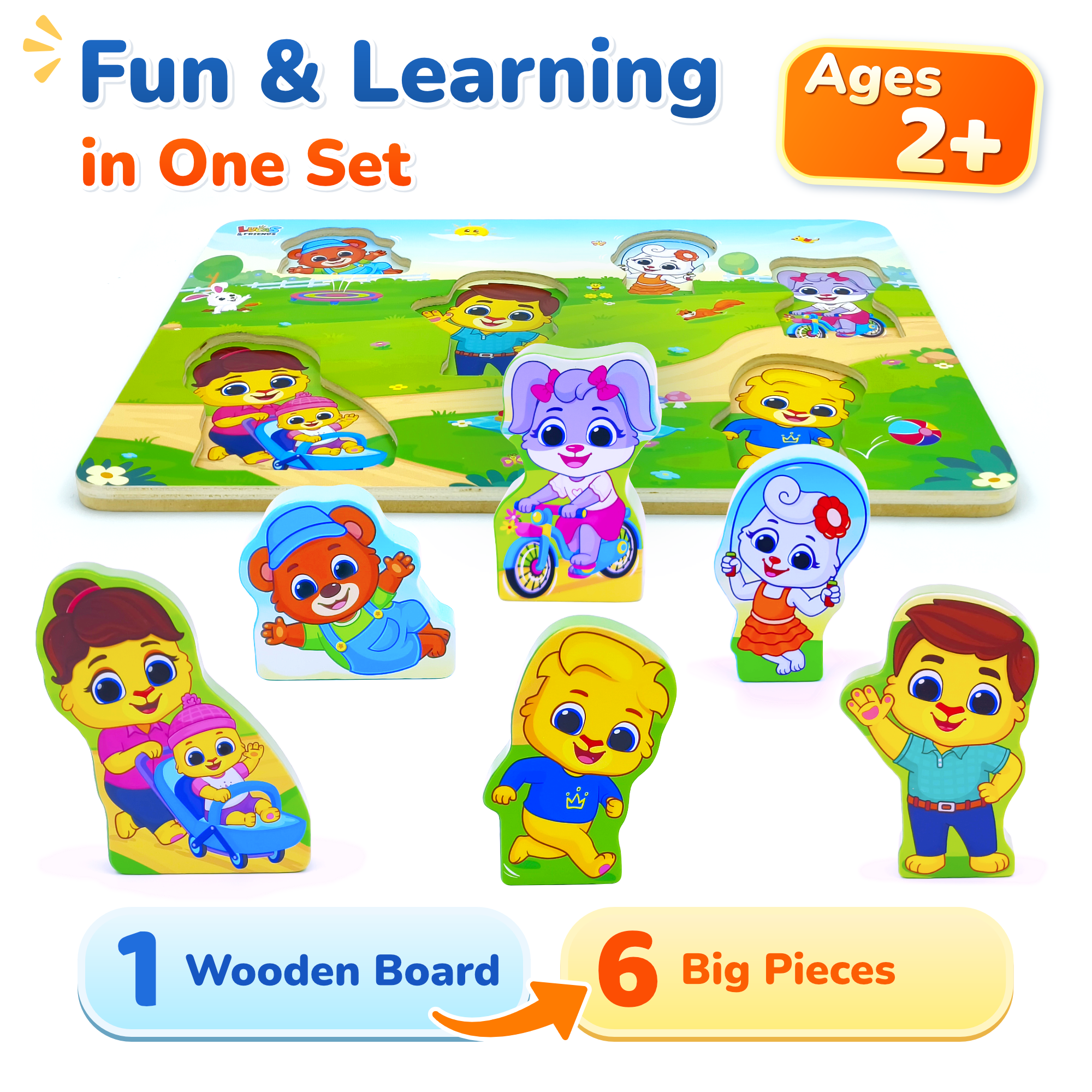 Lucas & Friends Wooden Family Puzzle for Toddlers | Learning Toy ...
