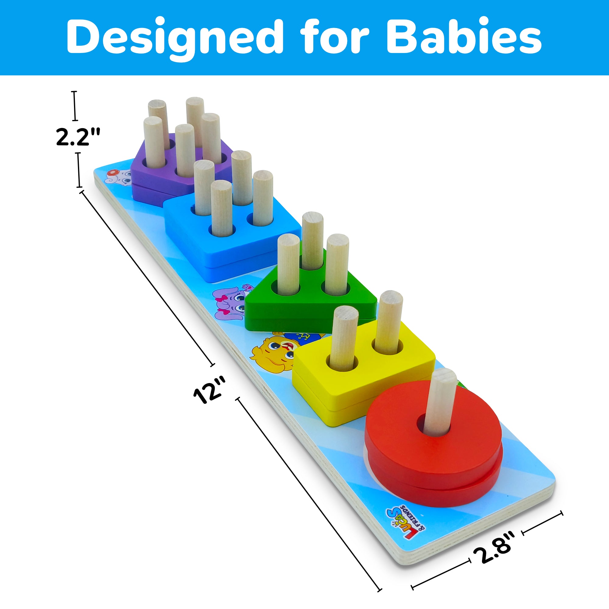 Lucas and Friends Wooden Sorting & Stacking Toys for Toddlers and Kids ...
